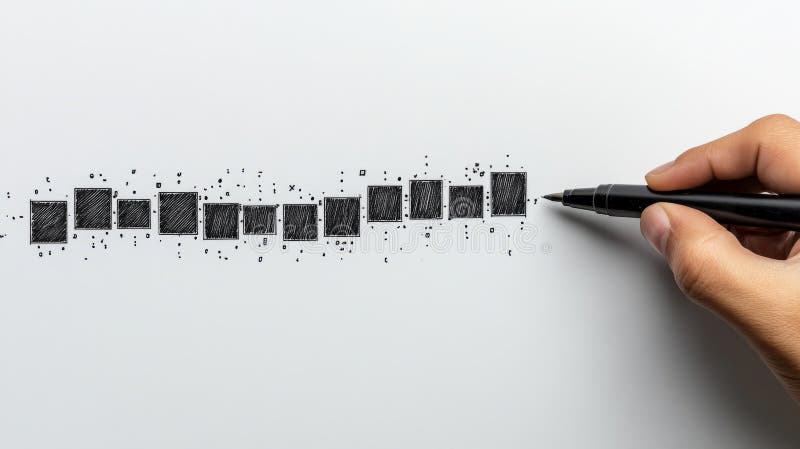 Hand Drawing Pattern Black Squares Pen White Background Stock Photos - Free & Royalty-Free Stock ...