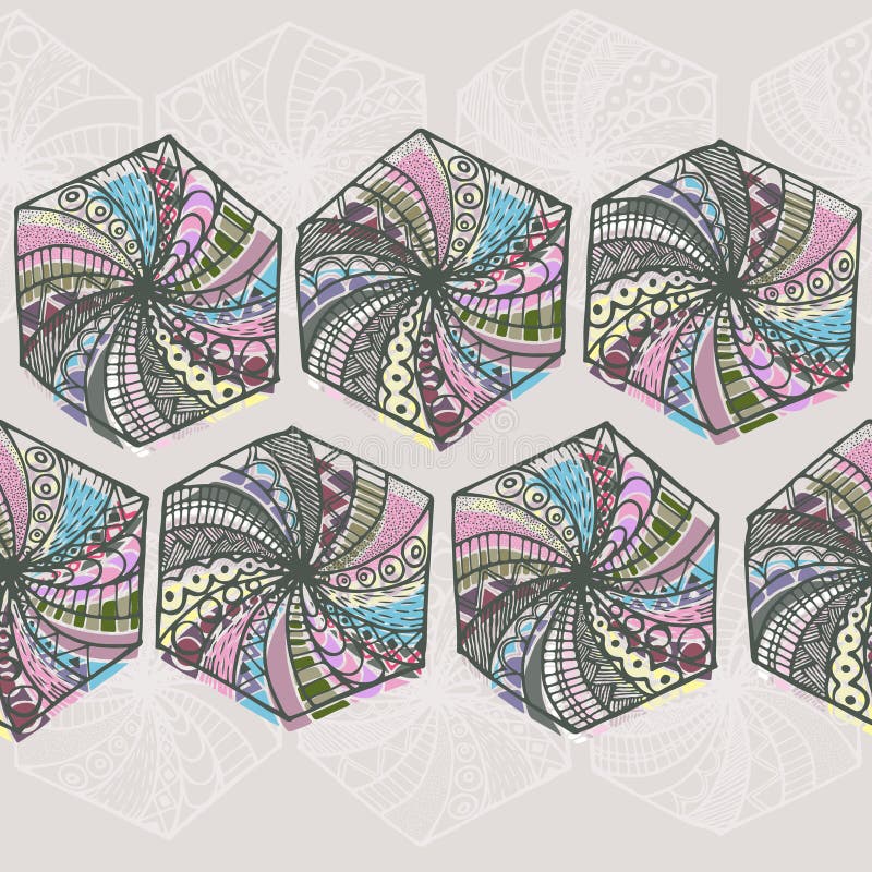 Hand Drawing Pattern with Polygons Stock Vector - Illustration of ...