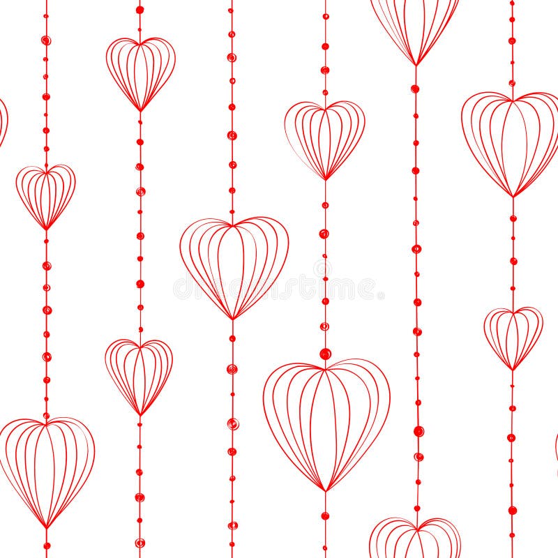 Hand Drawing Pattern with Threads and Heart Beads Stock Vector ...