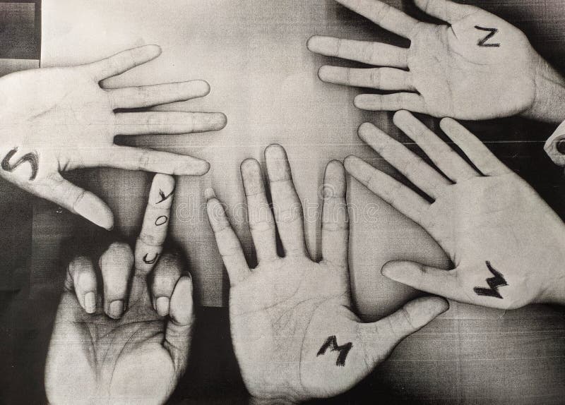 Hand Drawing of Persecuted People. Each Hand Has Its Own Initial Stock ...
