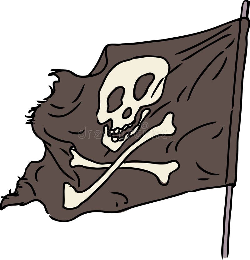Vector Image of a Pirate Flag Flying in the Wind Stock Vector ...