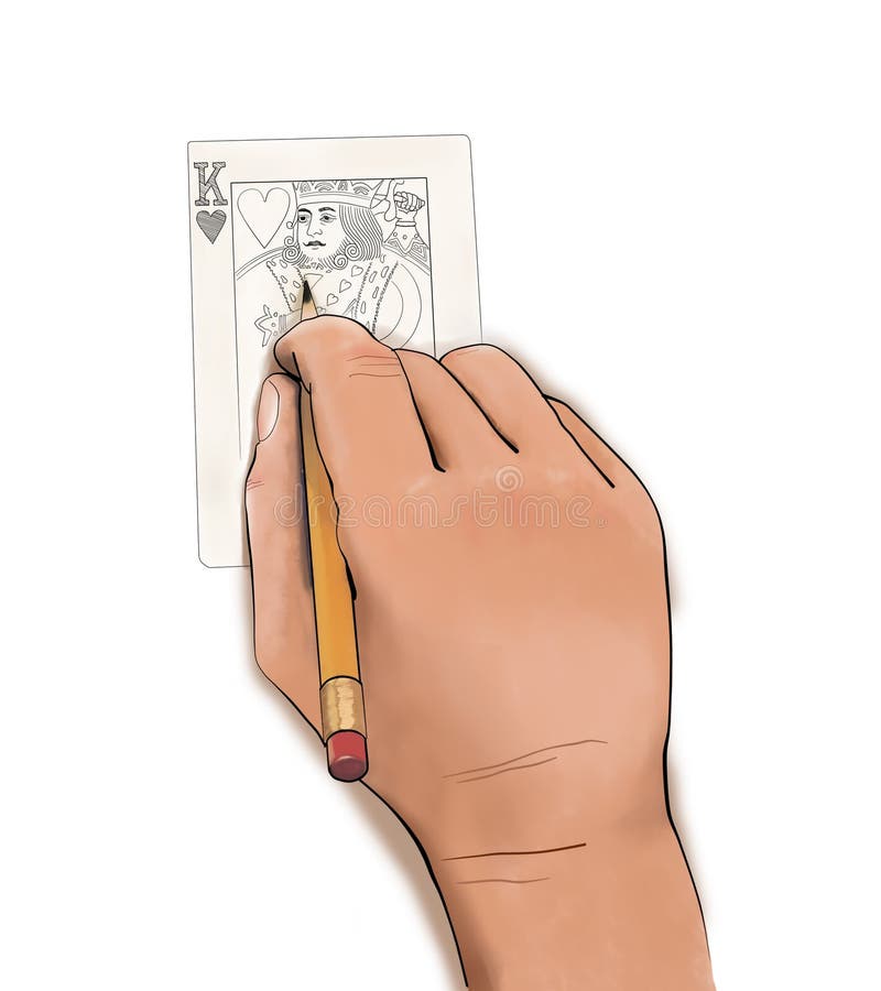 Hand is Drawing a Playing Card Stock Illustration - Illustration of ...