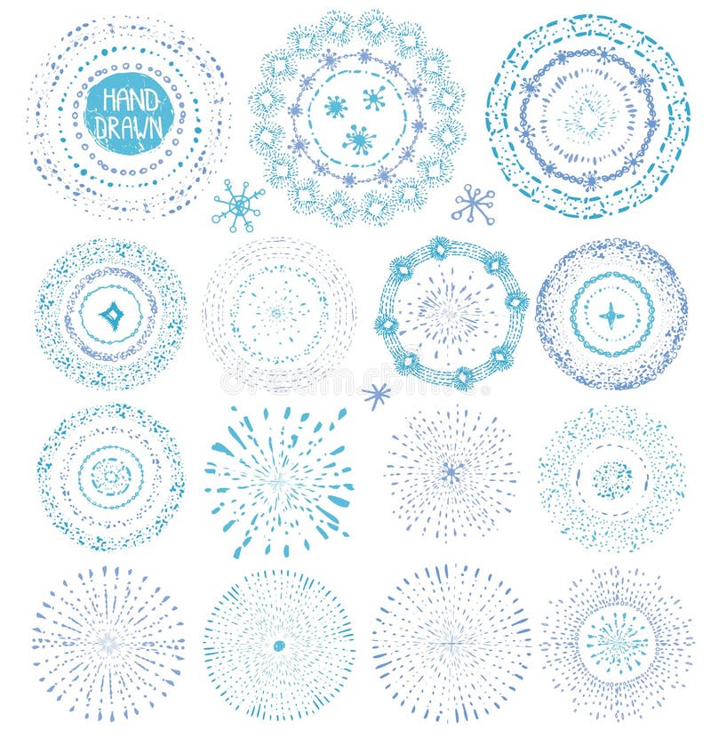 Hand Drawing Point Textures.Burst,wreath,frame.Blue Stock Vector ...