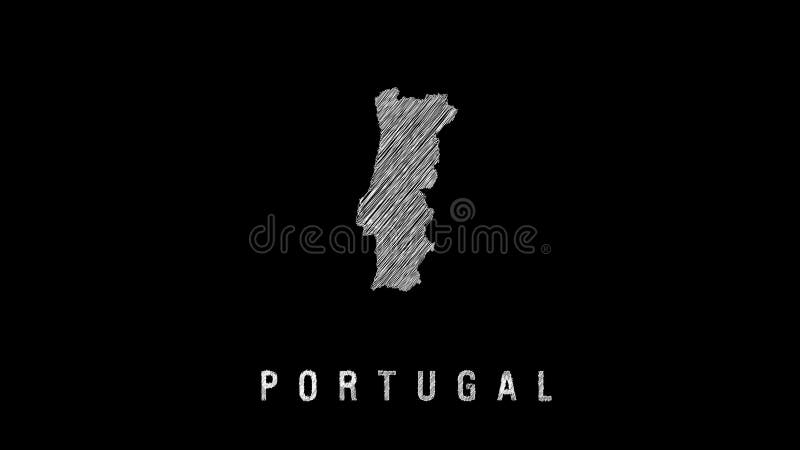 Portugal Map Appearing with Scribble Effect on Black Background Stock Video - Video of graphic ...