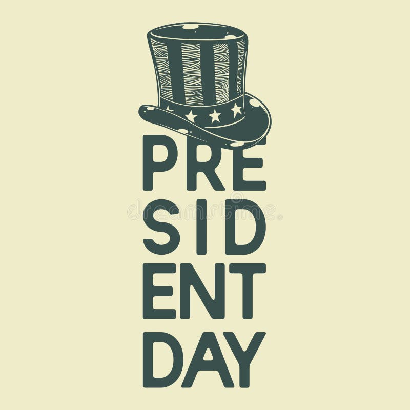 Hand Drawing President Day Element with Big Hat Isolated on White ...