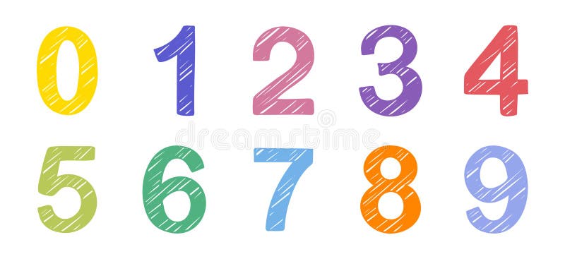 Hand Drawing Printed Numbers School Kids Style, Mathematics and Numbers ...