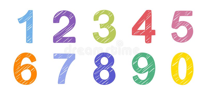 Hand Drawing Printed Numbers School Kids Style, Mathematics and Numbers ...