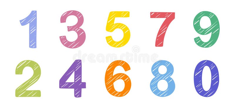 Hand Drawing Printed Numbers School Kids Style, Mathematics and Numbers ...