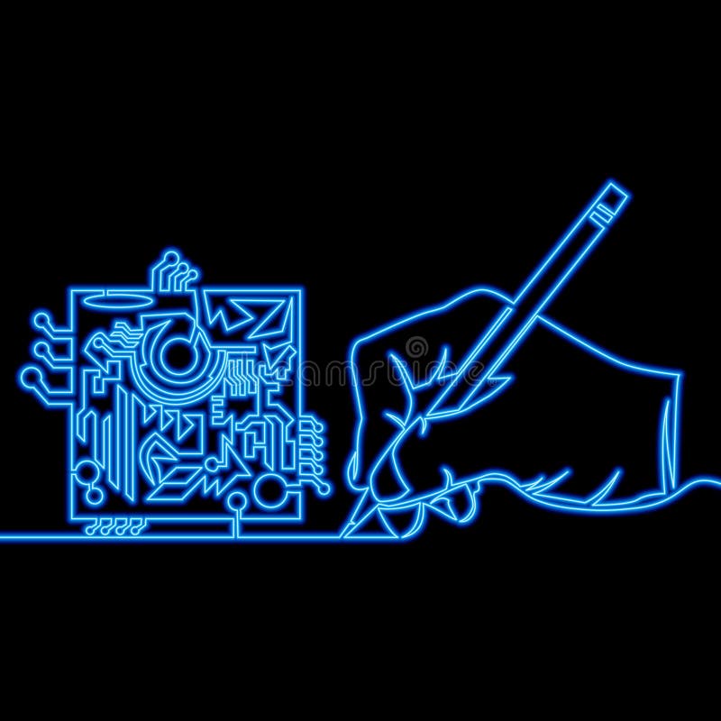 Hand Drawing a Processor Chip, Computer Microchip, Cpu Chipset Icon ... Hand Drawing a Processor Chip, Computer Microchip, Cpu Chipset Icon ...