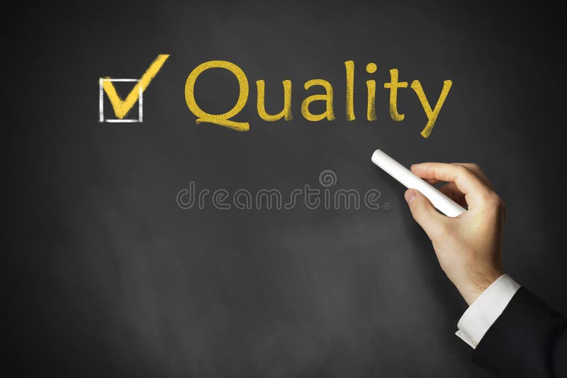 Hand Drawing Quality on a Chalk Board Stock Image - Image of funding ...