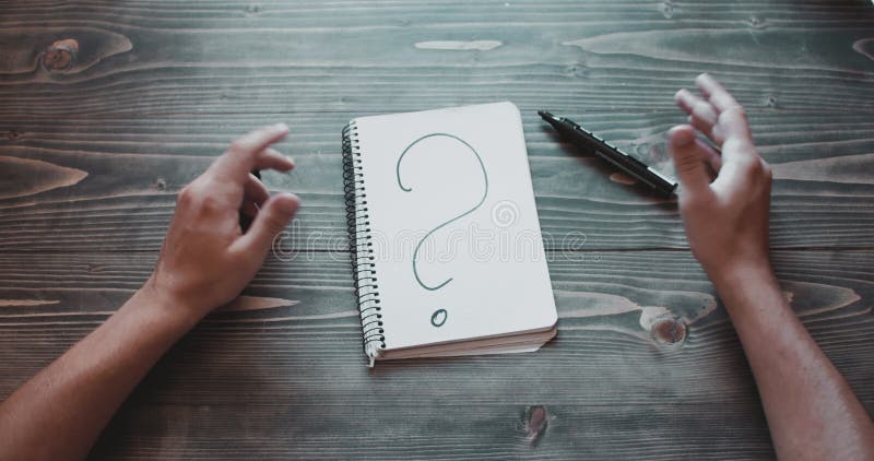 Hand Drawing a Question Mark Point Sign Top View, Close-up. Stock Video ...