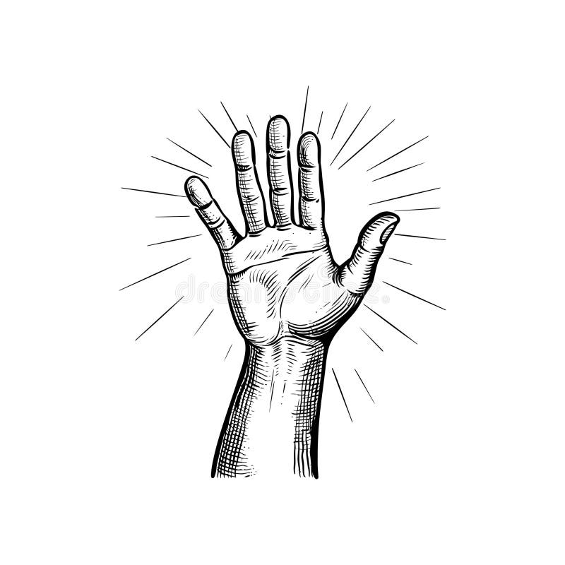 Hand Drawing with Radiating Light Lines. Vector Illustration Design ...