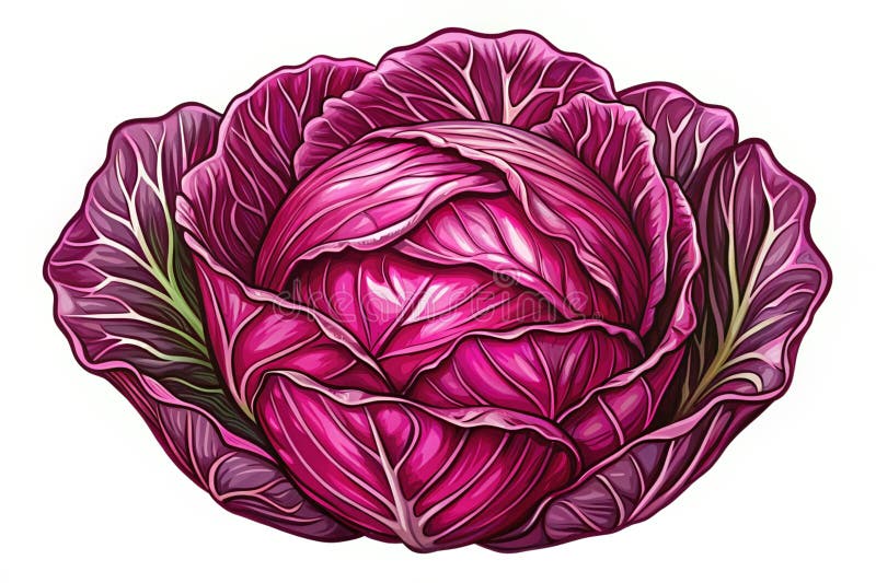 Hand Drawing Red Cabbage Vector Stock Illustration - Illustration of ...