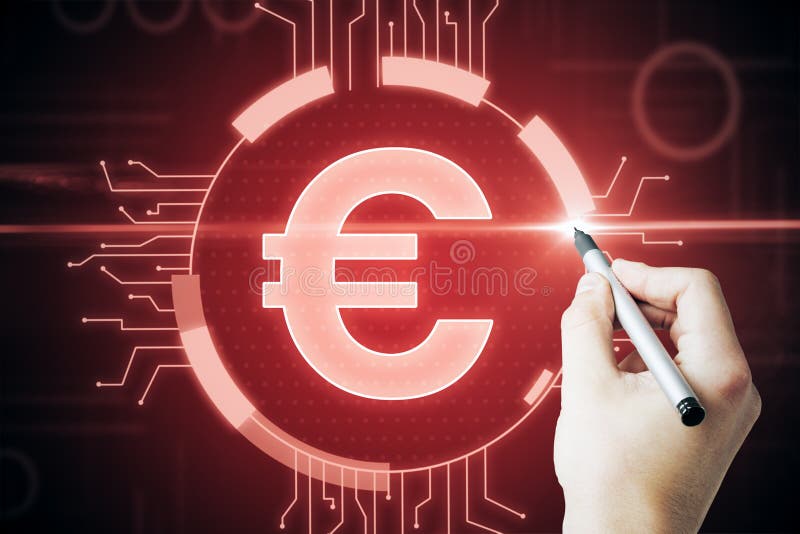 Hand Drawing Red Euro Icon Interface Hud Stock Image - Image of circle ...