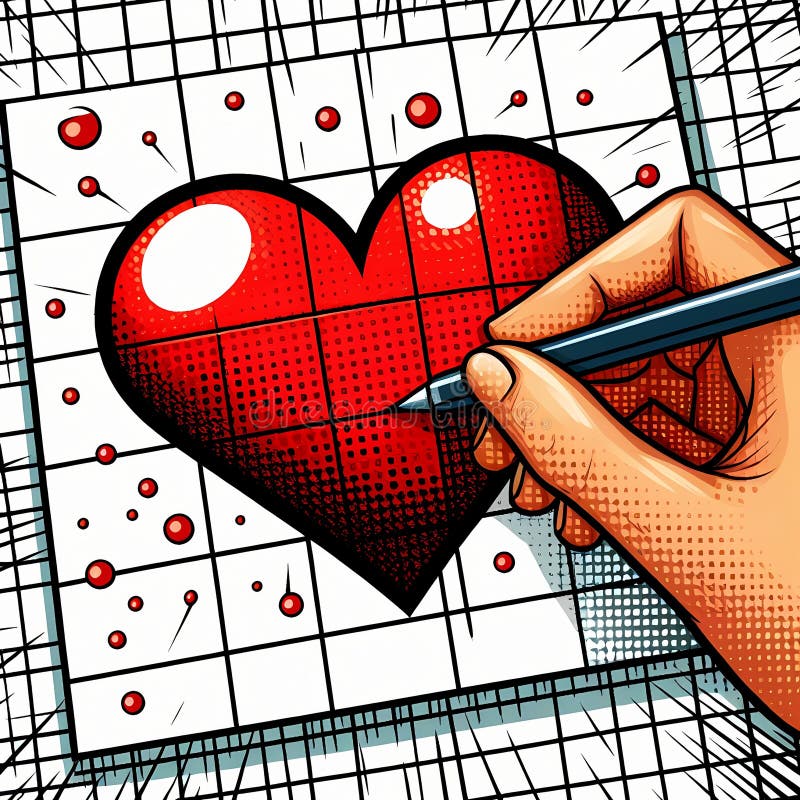 Hand Drawing Red Heart Illustration Stock Illustration - Illustration ...