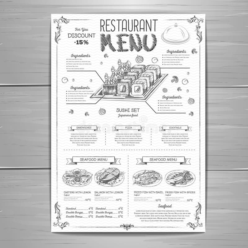 Hand Drawing Restaurant Menu Design Stock Vector - Illustration of ...