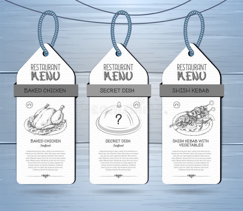 Hand Drawing Restaurant Menu Label Design Stock Vector - Illustration ...