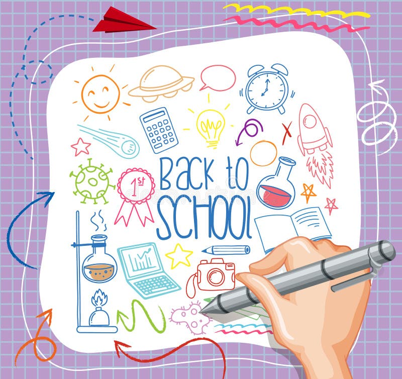 Hand Drawing School Element Doodle on Paper Stock Vector - Illustration ...