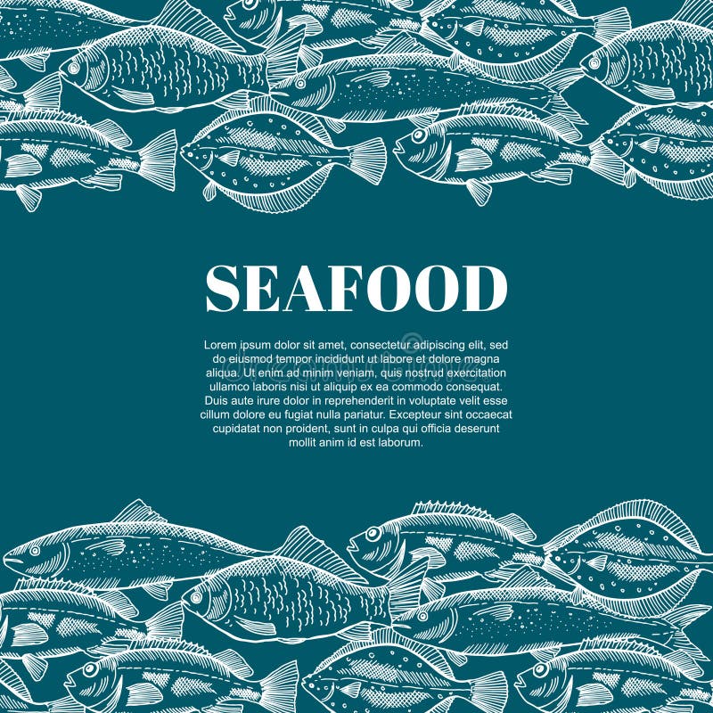 Seafood design. Form style stock illustration. Illustration of ...