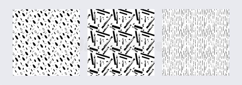 Hand Drawing Seamless Pattern with Small Dashes, Mini Dots and Short ...