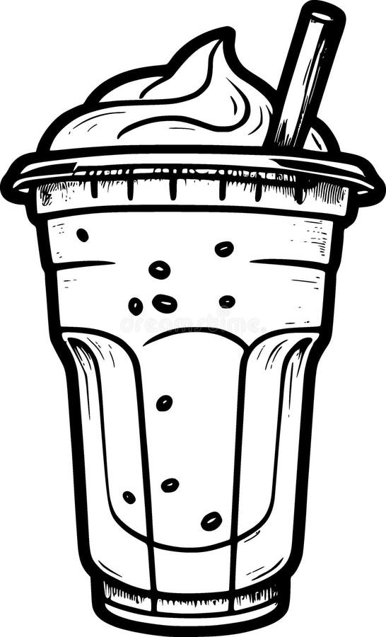 Hand Drawing Sketch of a Cup of Coffee with a Milkshake. Illustration ...