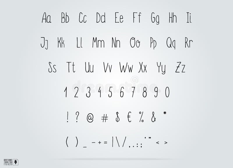 Hand Drawing Sketch Vector Alphabet, Thin Handwritten Font. Stock ...