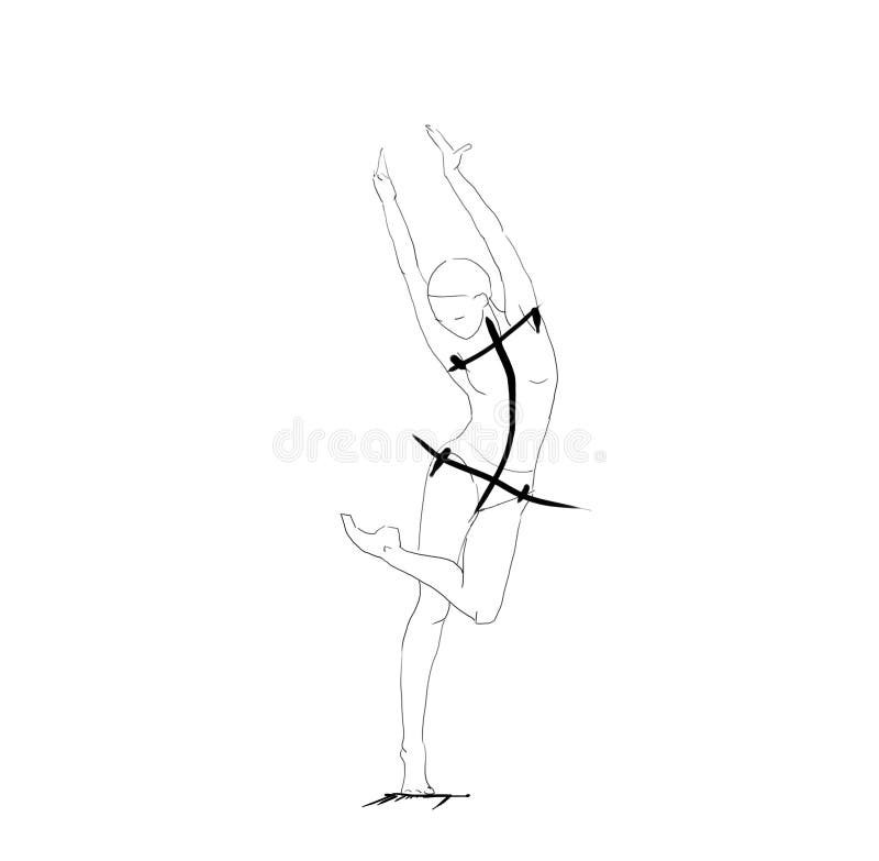 Hand Drawing Sketching Art of Dancing Woman Stock Illustration ...