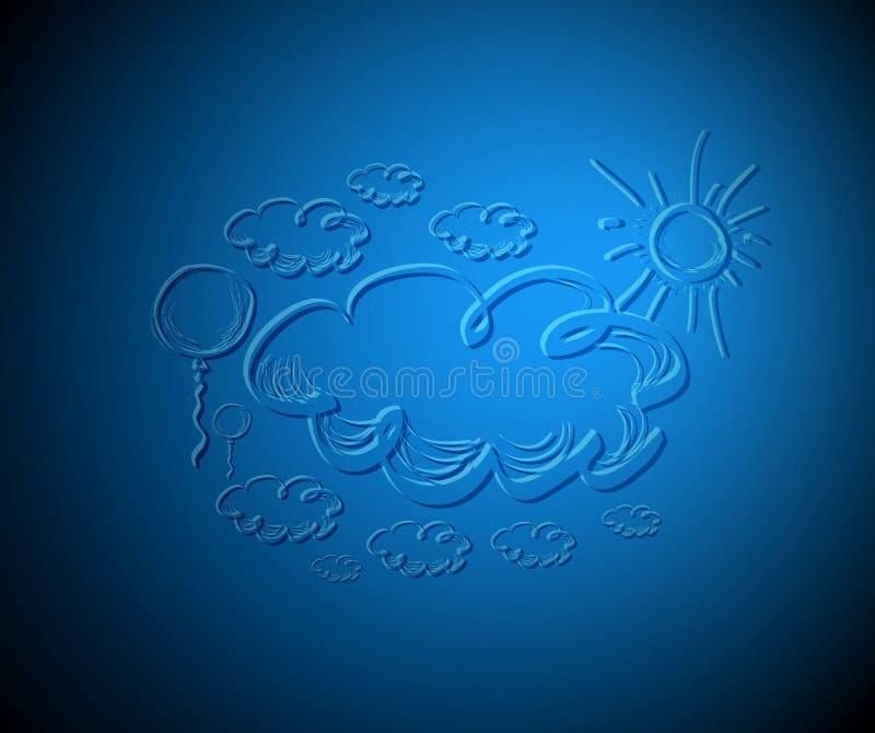 Hand Drawing Sky with Clouds and Sun. Stock Vector - Illustration of ...