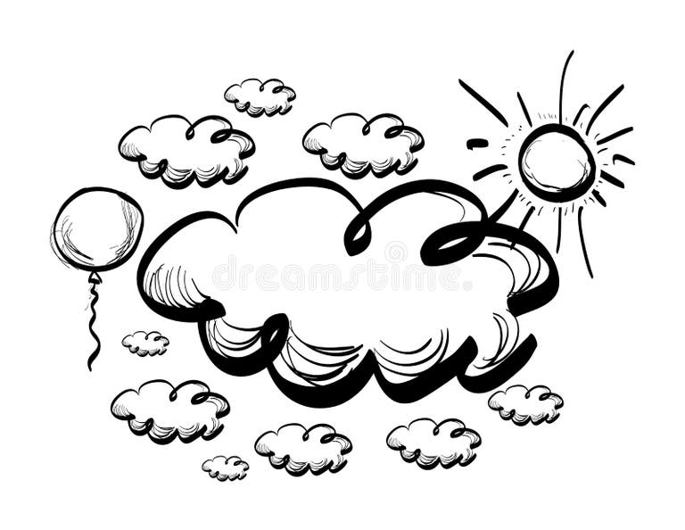 Hand Drawing Sky with Clouds Stock Vector - Illustration of drawn ...