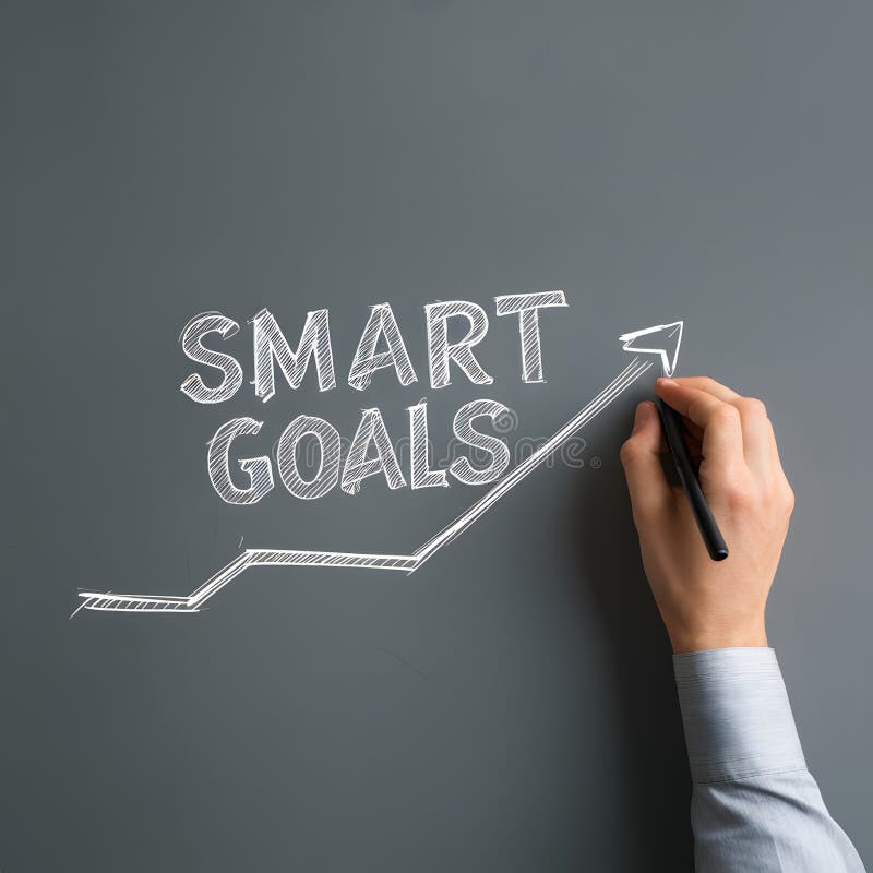Hand Drawing SMART GOALS Line Graph on Gray Background, Symbolizing ...