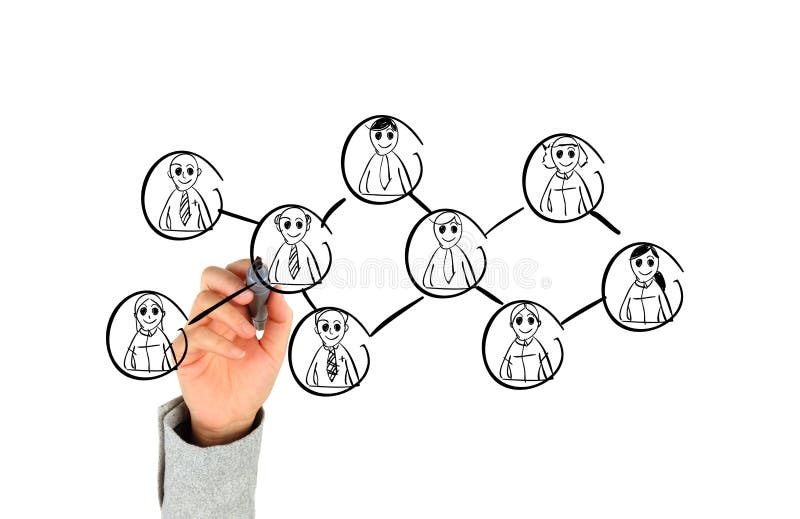 Hand Drawing Social Network Stock Image - Image of business, connection ...