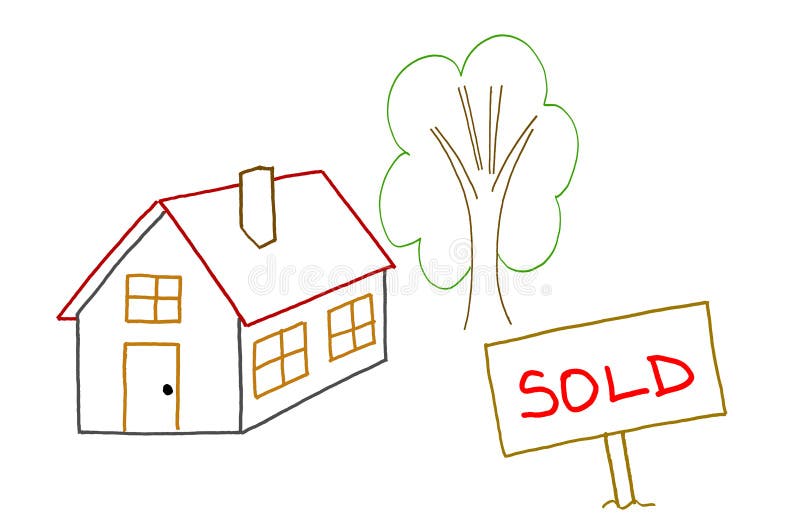 Hand drawing sold house stock illustration. Illustration of structure ...