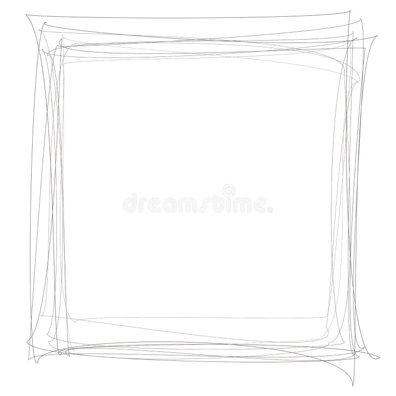 Hand Drawing Square Frame of Curved Contour Line. Line Drawing of an ...