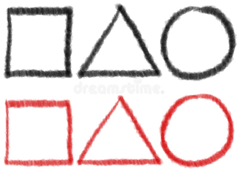 Hand Drawing of a Square, Triangle and Circle in Charcoal Stock ...