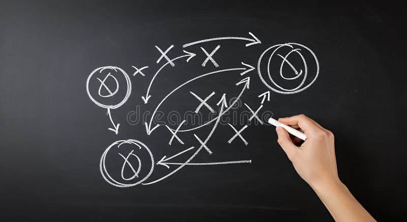 Hand Drawing Strategy Diagram, Charting Connections and Objectives on a ...