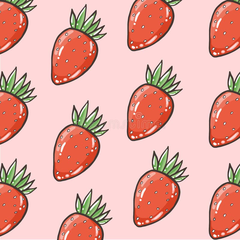 Hand Drawing Strawberry Pattern Illustration Vector. Stock Vector ...