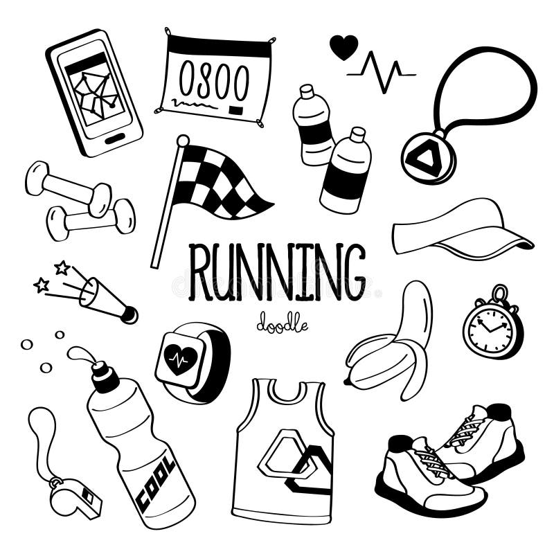 Running Man Doodle Cartoon With Simple Hand Draw Stock Illustration ...