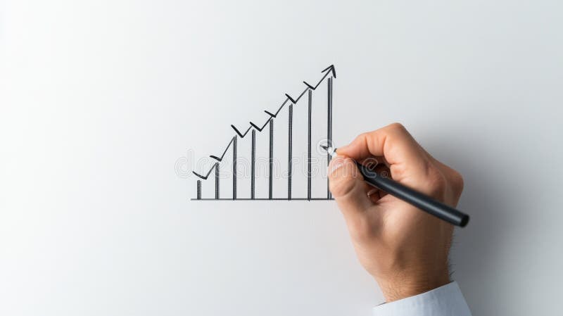 Hand Drawn Bar Graph Showing Growth Trends and Increasing Productivity ...