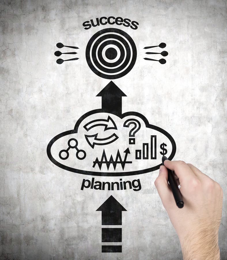 Hand drawing success plan stock photo. Image of consult - 51408970