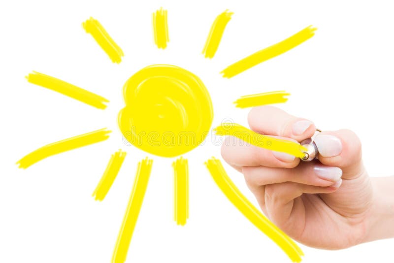 Hand drawing sun stock photo. Image of writing, hand, human - 5408402