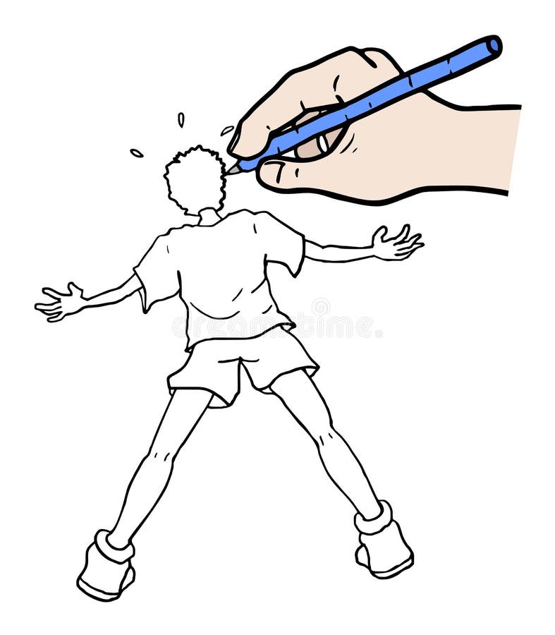 Hand Drawing a Surprised Man Stock Vector - Illustration of creative ...