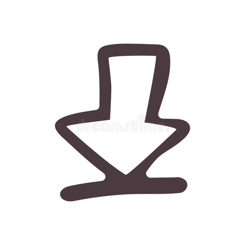 Hand Drawing Symbol Arrow Down Icon Stock Illustration - Illustration ...