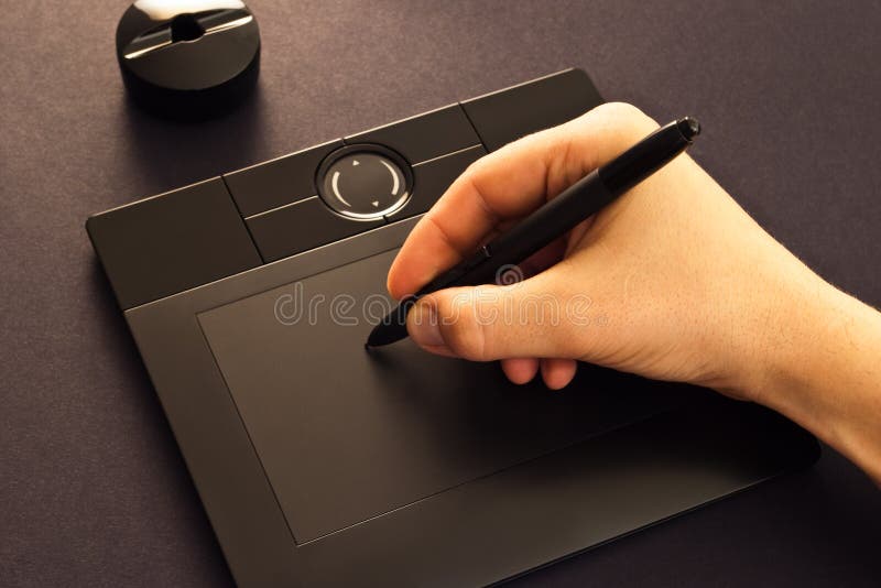 Hand on drawing tablet stock image. Image of concepts - 9013173