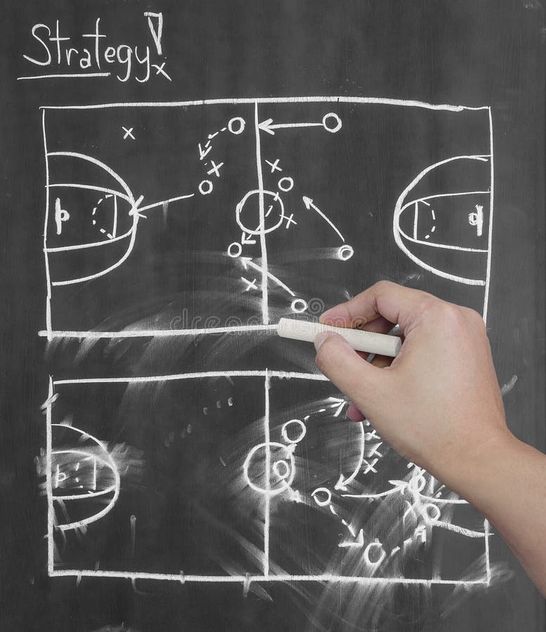 Hand Drawing Tactic Scheme on Board Stock Photo - Image of defensive ...