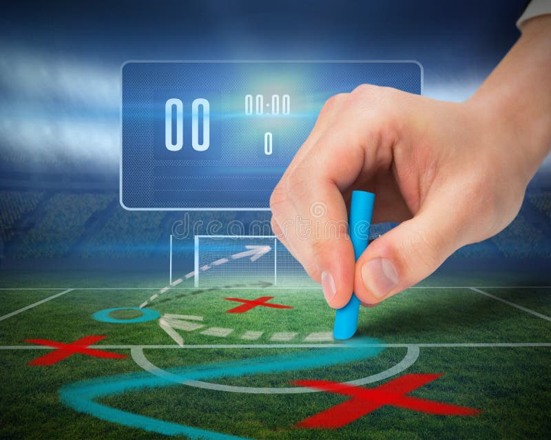 Hand Drawing Tactics on Football Pitch Stock Illustration ...