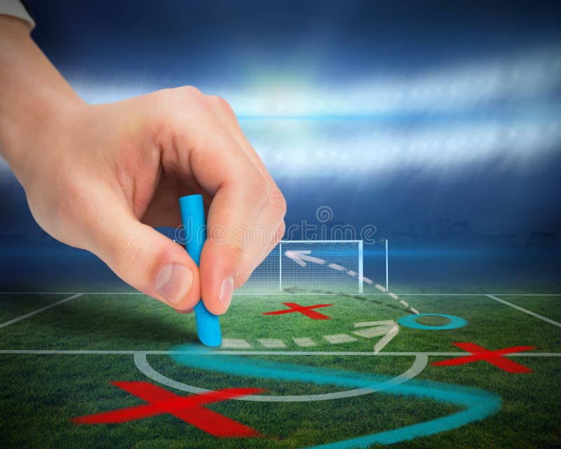 Hand Drawing Tactics on Football Pitch Stock Illustration ...