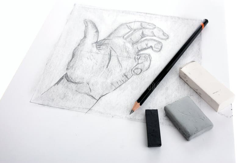 Hand drawing with tools stock photo. Image of drawing - 14376450