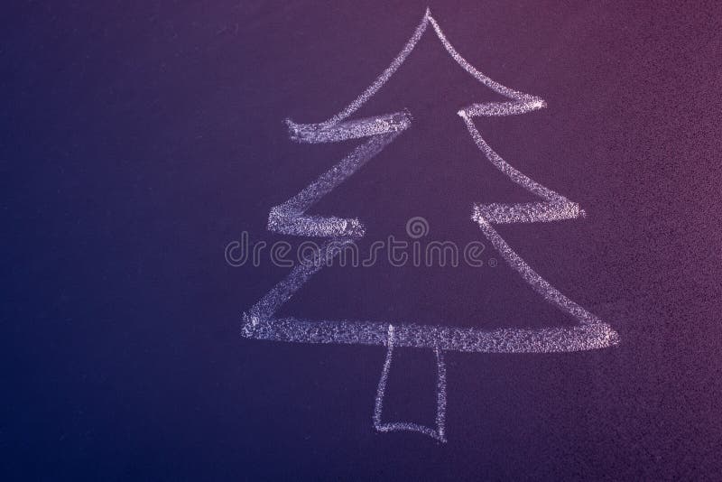 Hand Drawing of Tree with Chalk on Blackboard Stock Photo - Image of ...