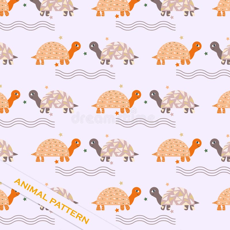 Hand Drawing Turtles Animal Abstract Pattern Cartoon Vector Purple ...