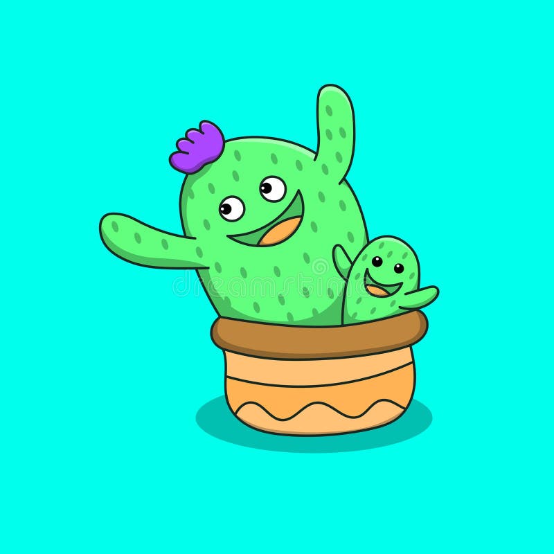 Hand Drawing of Cute Cactus with Happy Smile Illustration Stock Vector ...